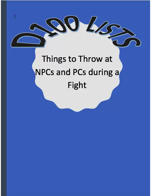 D100 List - Random Things to Throw at NPCs and PCs - CarpeMagica ...