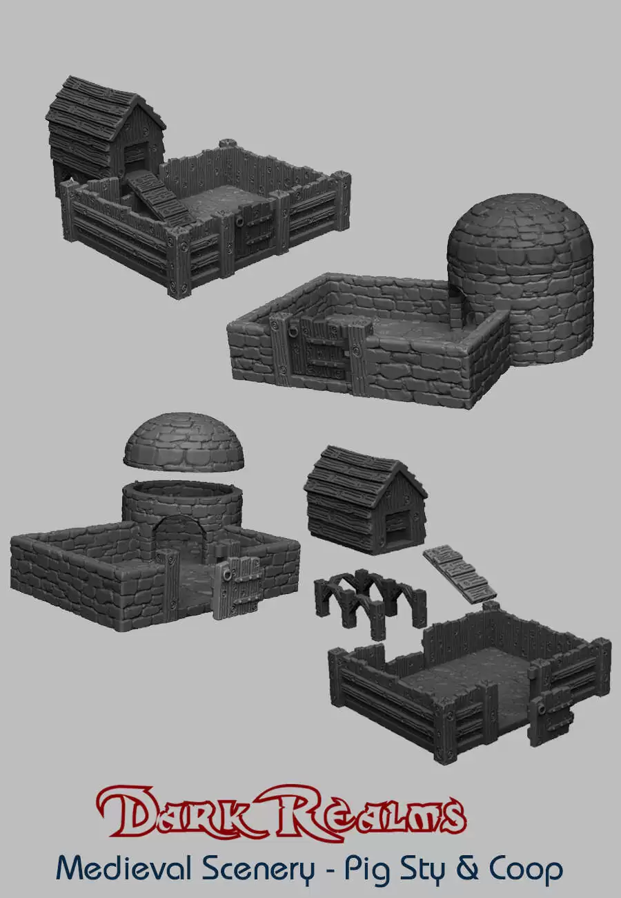 Medieval Scenery - Rural Chicken Coop & Pig Sty - Dark Realms ...