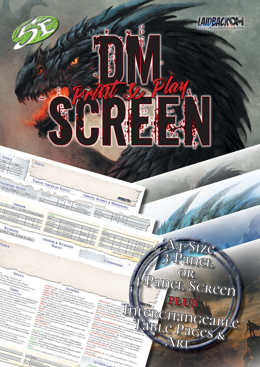 DM Screen - Print and Play - Laidback DM | DM's Resources | DriveThruRPG