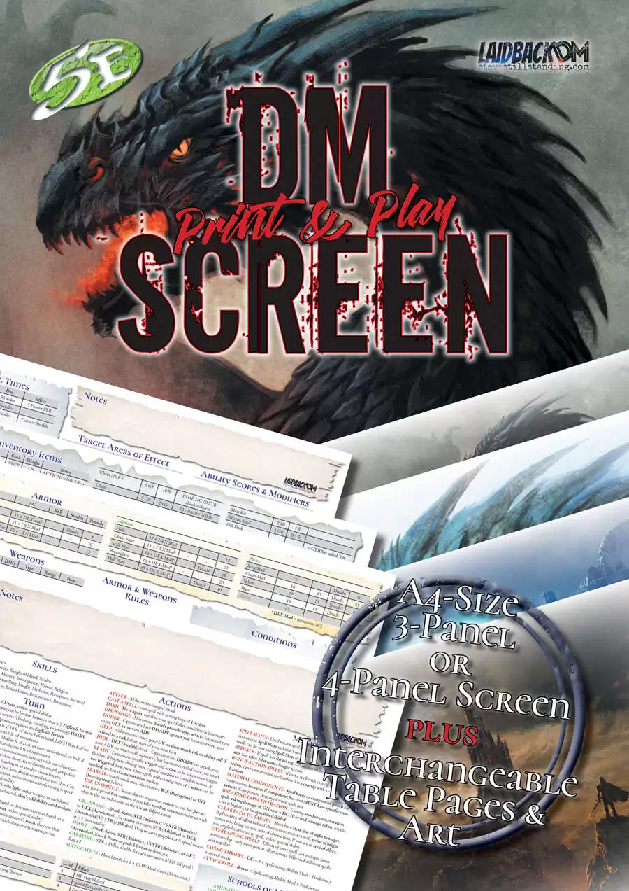 DM Screen - Print and Play - Laidback DM | DM's Resources | DriveThruRPG
