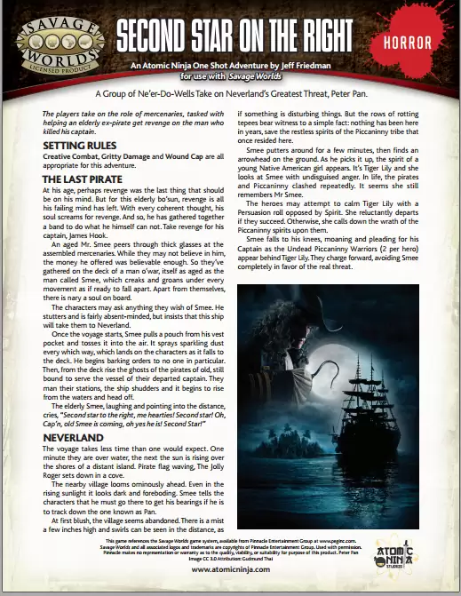 Second Star on the Right - Atomic Ninja Studios | DriveThruRPG