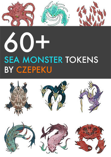 60+ Sea Monster Tokens - Czepeku | Monster Tokens | DriveThruRPG