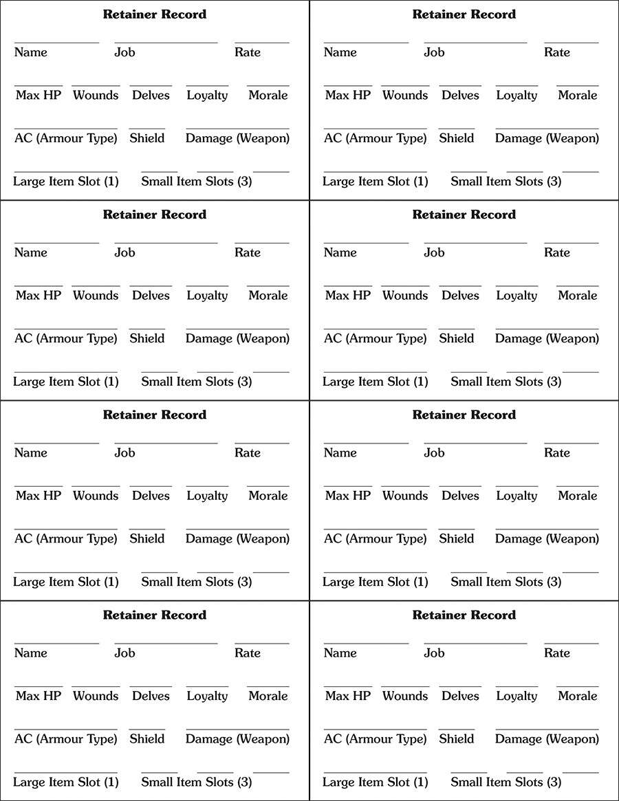 Iron & Sorcery: Retainer Record Sheet - D. D. Gant | DriveThruRPG