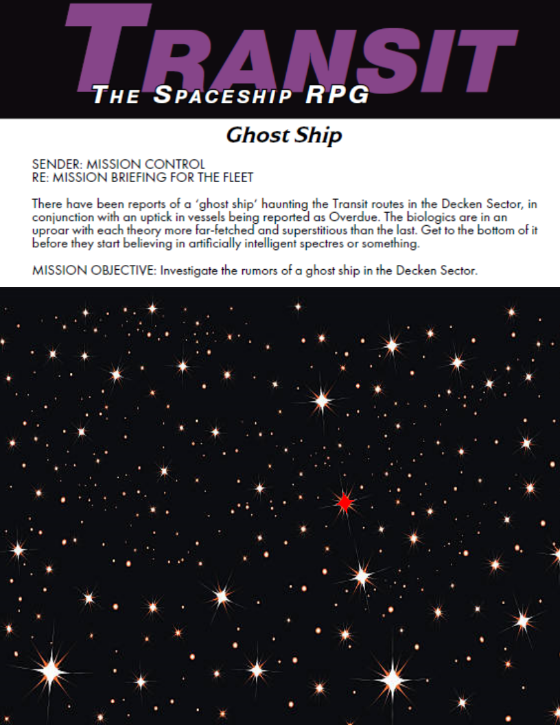 Transit: The Spaceship RPG, "Ghost Ship" - Fiddleback Productions ...