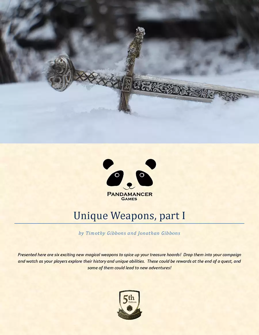 Unique Weapons, part I - Pandamancer Games | DriveThruRPG