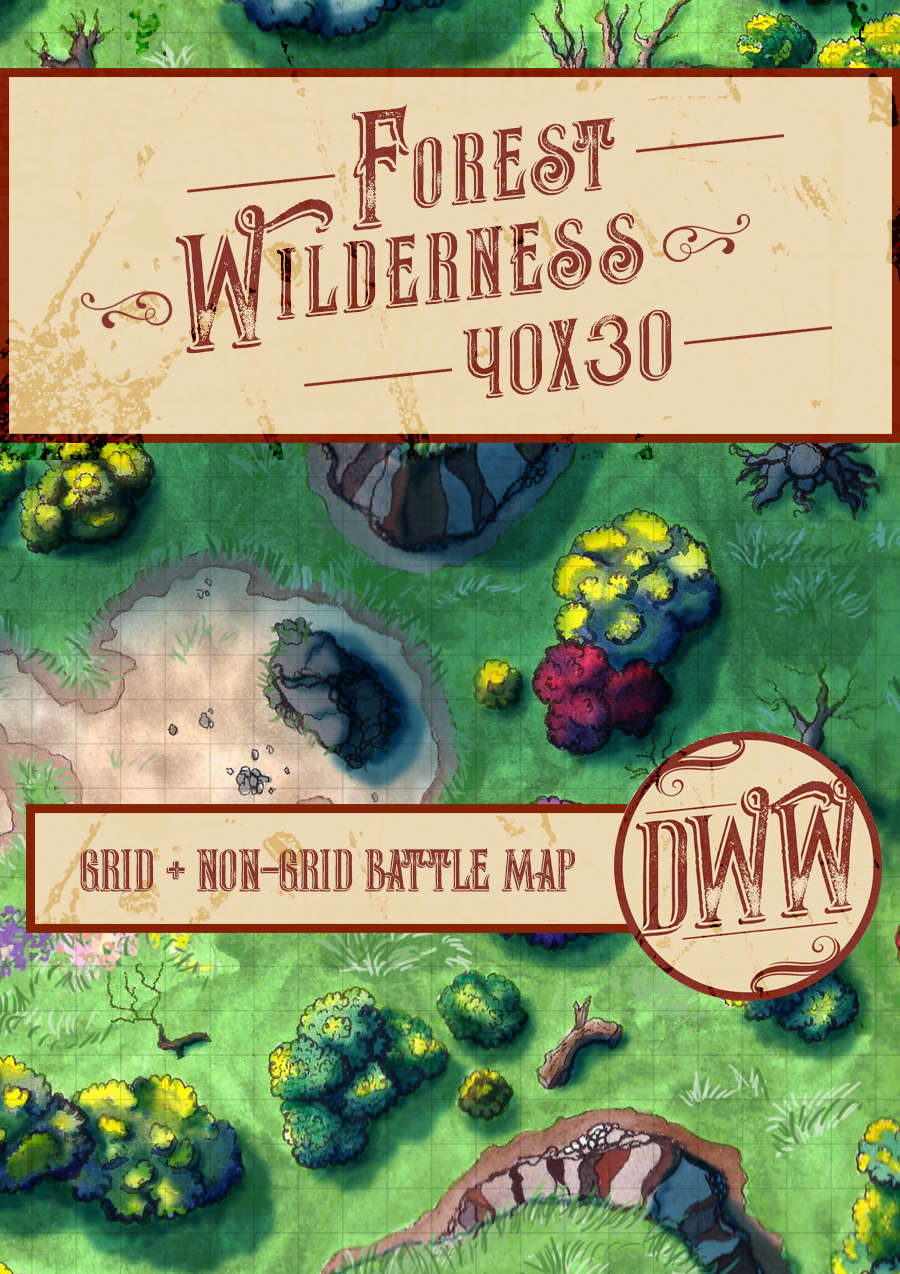 Forest Battle Map (Hand-drawn) - Domille's Wondrous Works | DriveThruRPG
