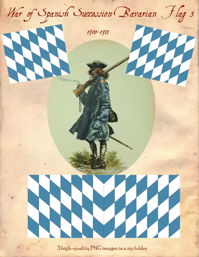 1700-1713 Bavarian Regimental Flag #3 - Through All Ages LLC | DriveThruRPG