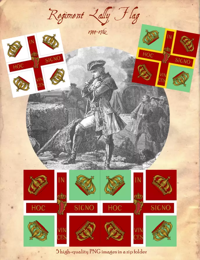 1744-1762 Regiment Lally Flags - Through All Ages LLC | DriveThruRPG