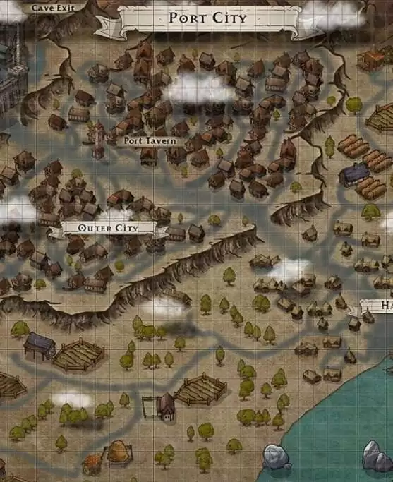 Port City Mountain City Map - LeLanglacier | DriveThruRPG