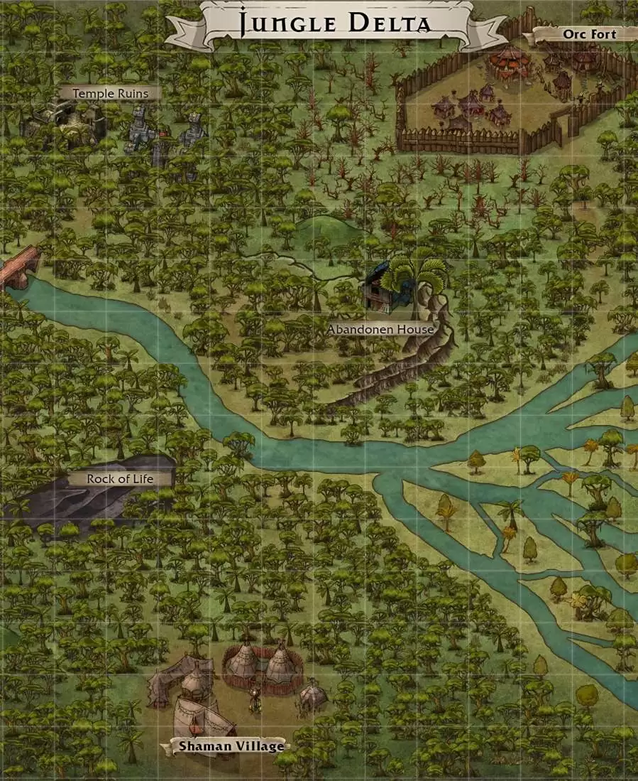 Jungle Delta Jungle Map - LeLanglacier | DriveThruRPG