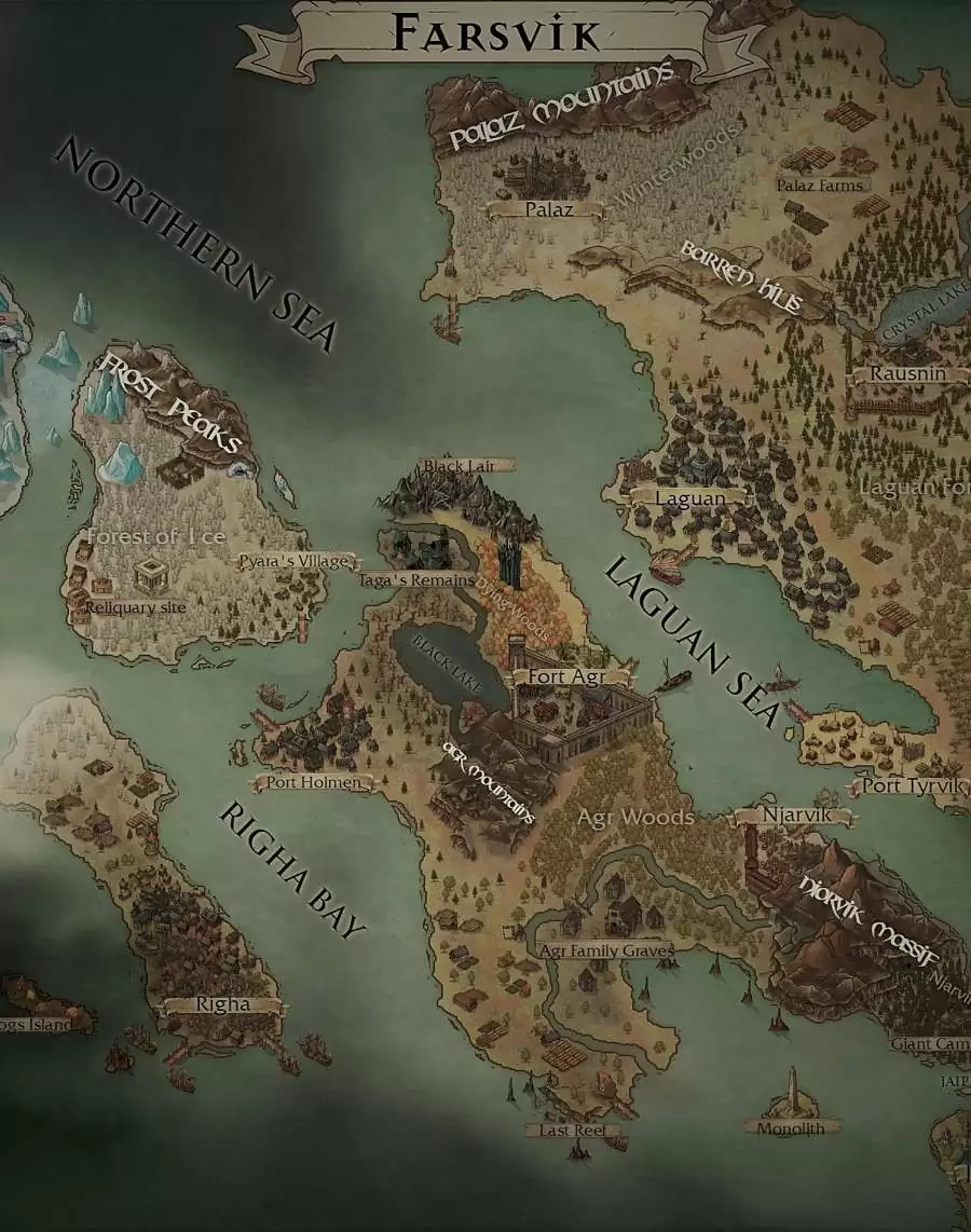 Farsvik Islands World Map - LeLanglacier | DriveThruRPG