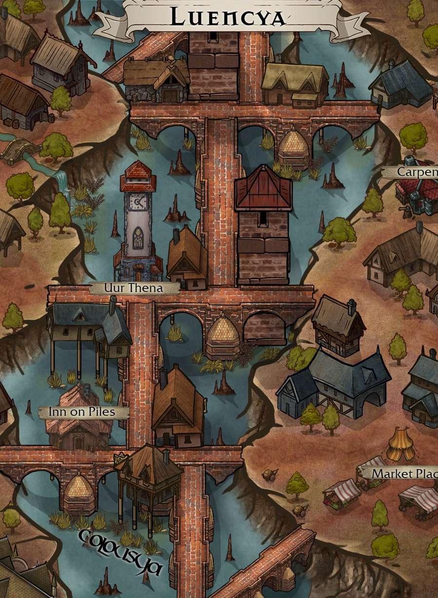Luencya River Bridge Village Map - LeLanglacier | DriveThruRPG