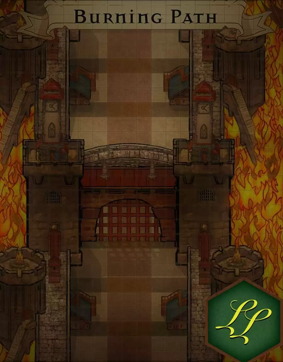 Burning Path Scenery Bridge Battle Map - LeLanglacier | DriveThruRPG