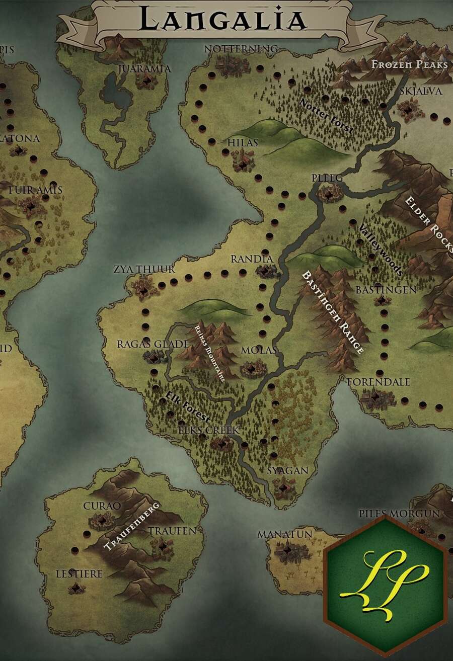 Langalia Continent Map - LeLanglacier | DriveThruRPG