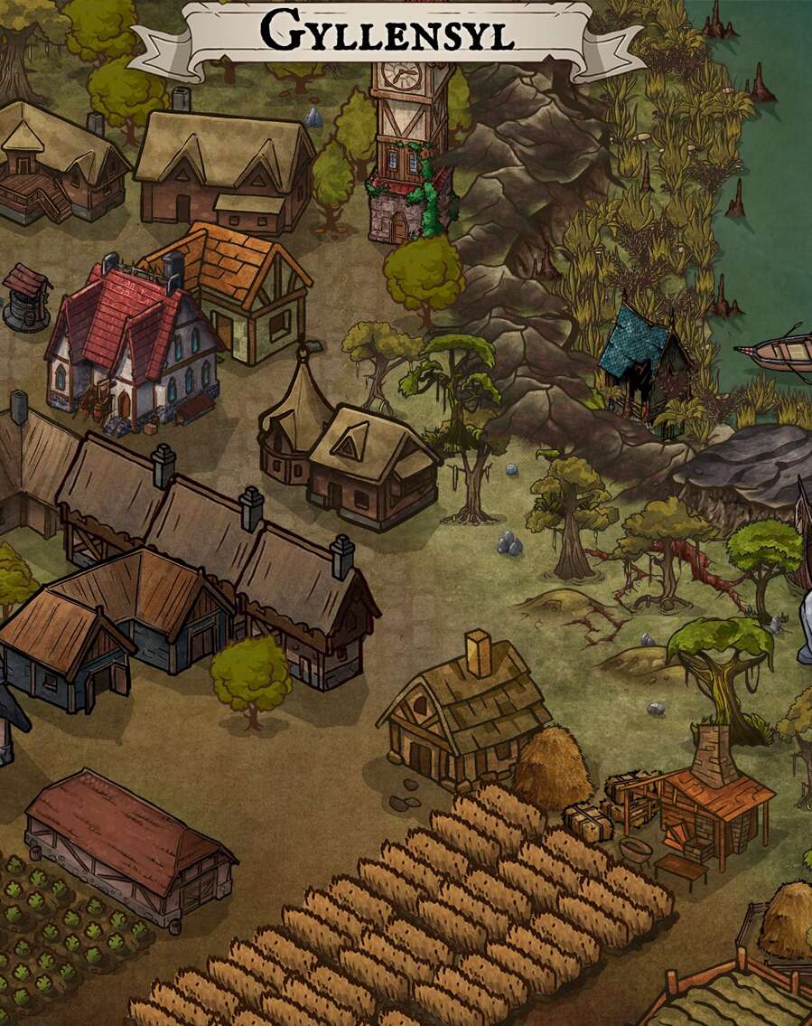 Gyllensyl Coastal Swamp Town Map - LeLanglacier | DriveThruRPG