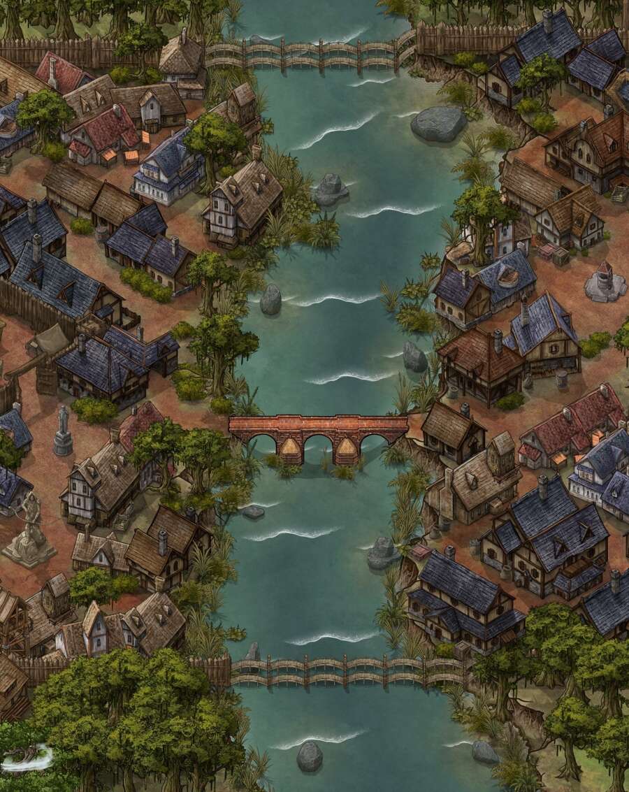 Riyyas Jungle River Town Map - LeLanglacier | DriveThruRPG