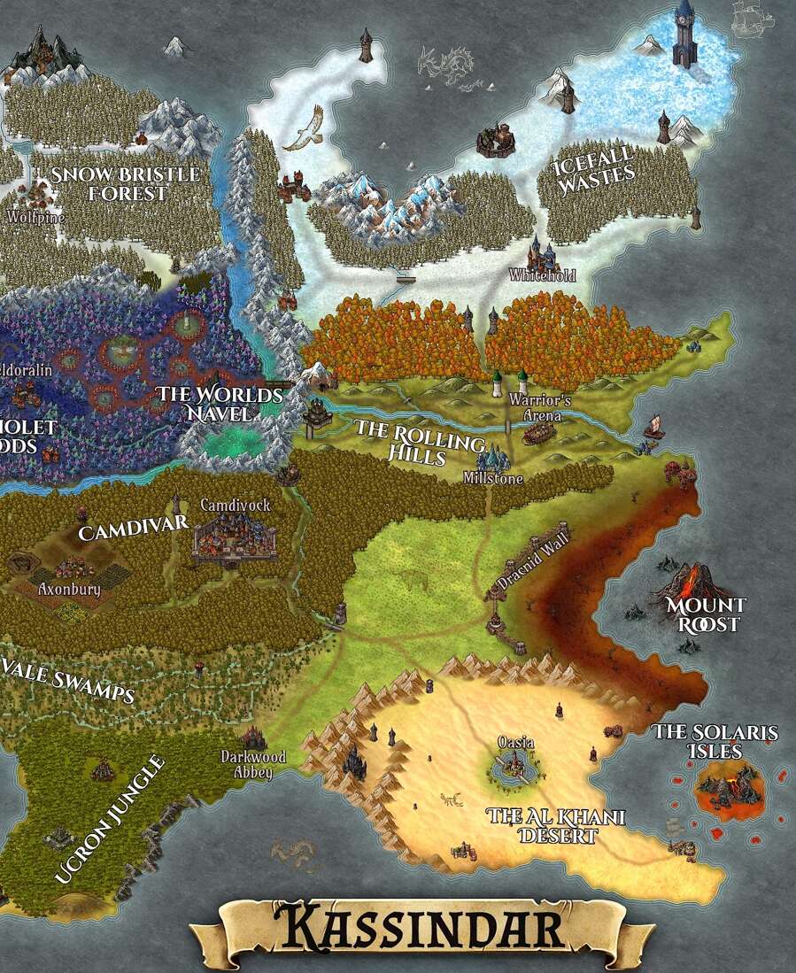 Kassindar Continent World Map - LeLanglacier | DriveThruRPG