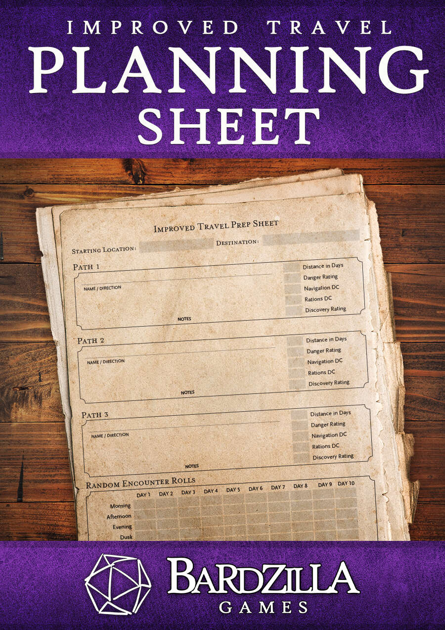 Improved Travel: Planning Sheet - Bardzilla Games | Improved Travel ...