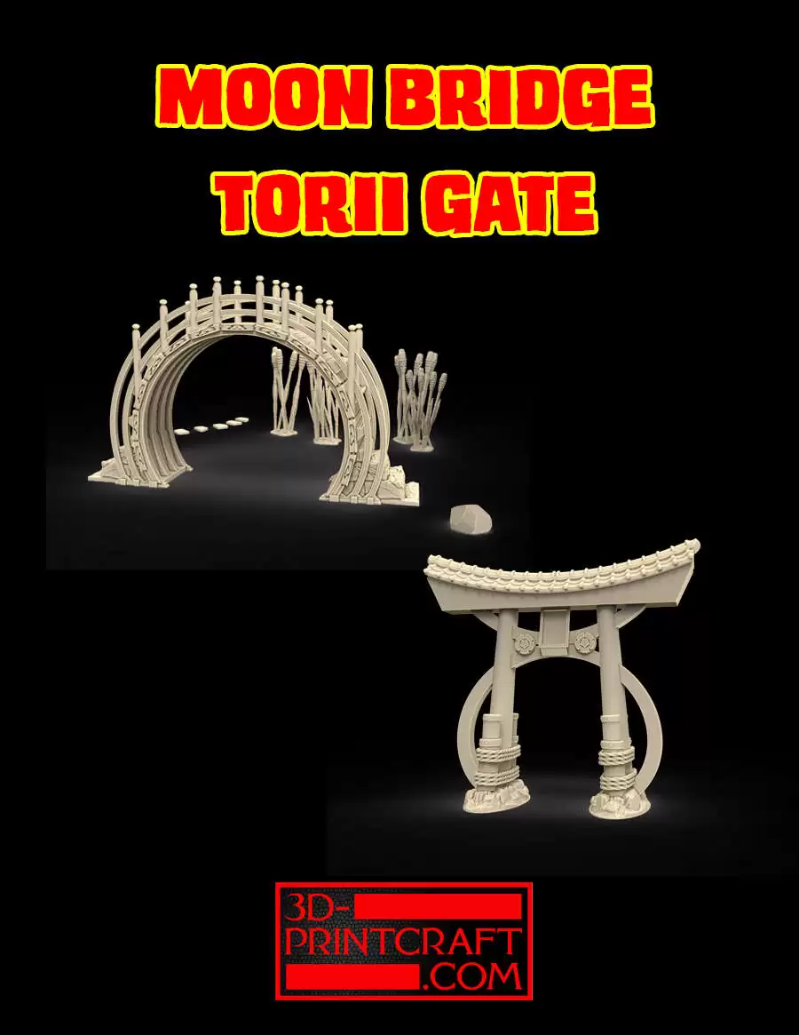 Moon Bridge and Torii Gate - 3dprintcraft | DriveThruRPG