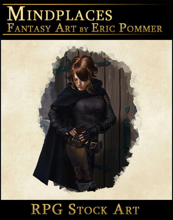 Female Rogue Lockpicking Stock Art - Mindplaces | DriveThruRPG