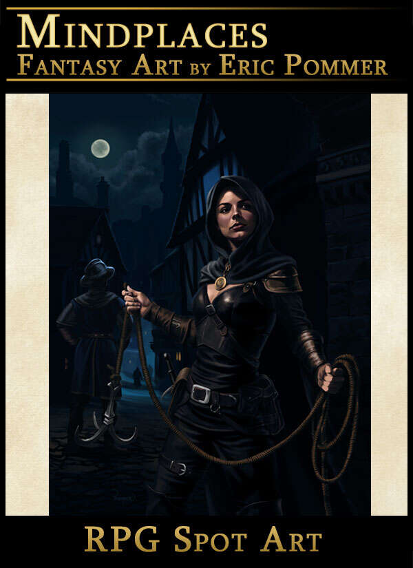 Quarter Page - Thief with grappling hook - RPG Illustration ...