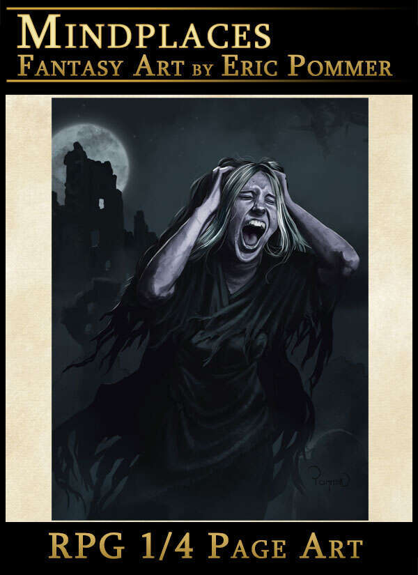 Quarter Page - Screaming Banshee - RPG Illustration - Mindplaces ...