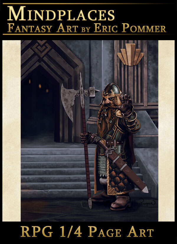 Quarter Page - Dwarf Guard - RPG Illustration - Mindplaces | DriveThruRPG
