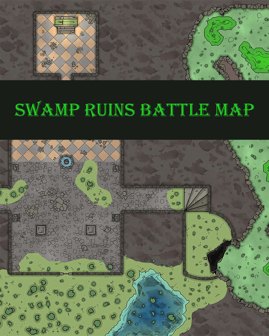 Swamp Ruins Battle Map - EOF Game Resources | Battle Maps | DriveThruRPG