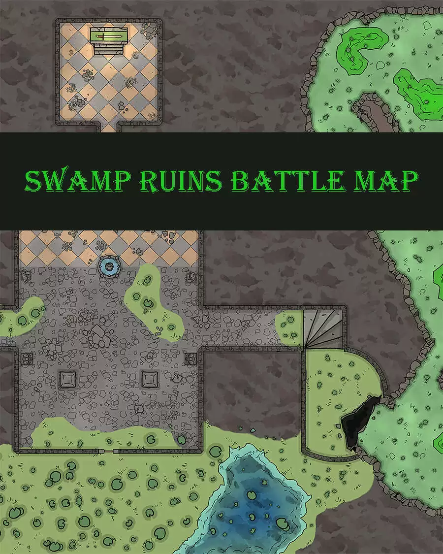 Swamp Ruins Battle Map - EOF Game Resources | Battle Maps | DriveThruRPG