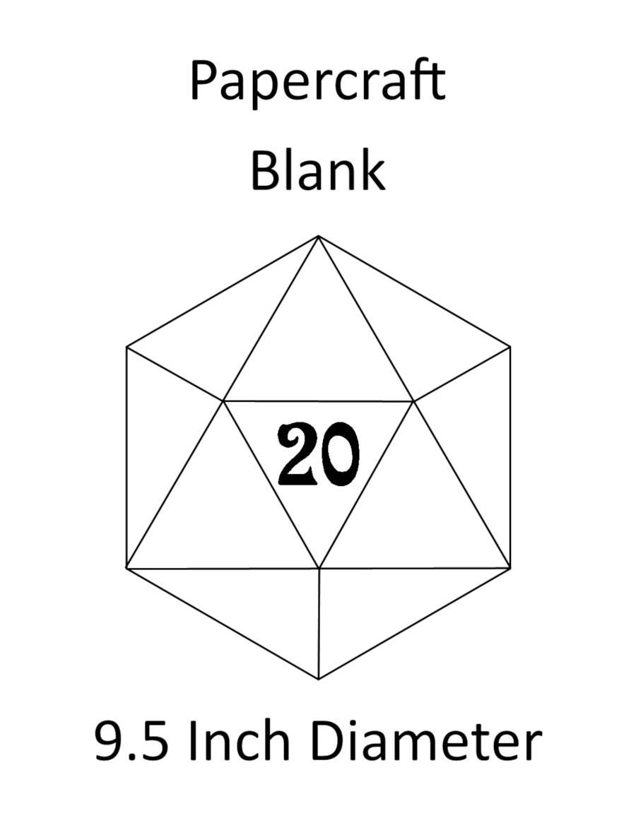 Papercraft d20 - Blank - 9.5in - Belguard Productions | DriveThruRPG