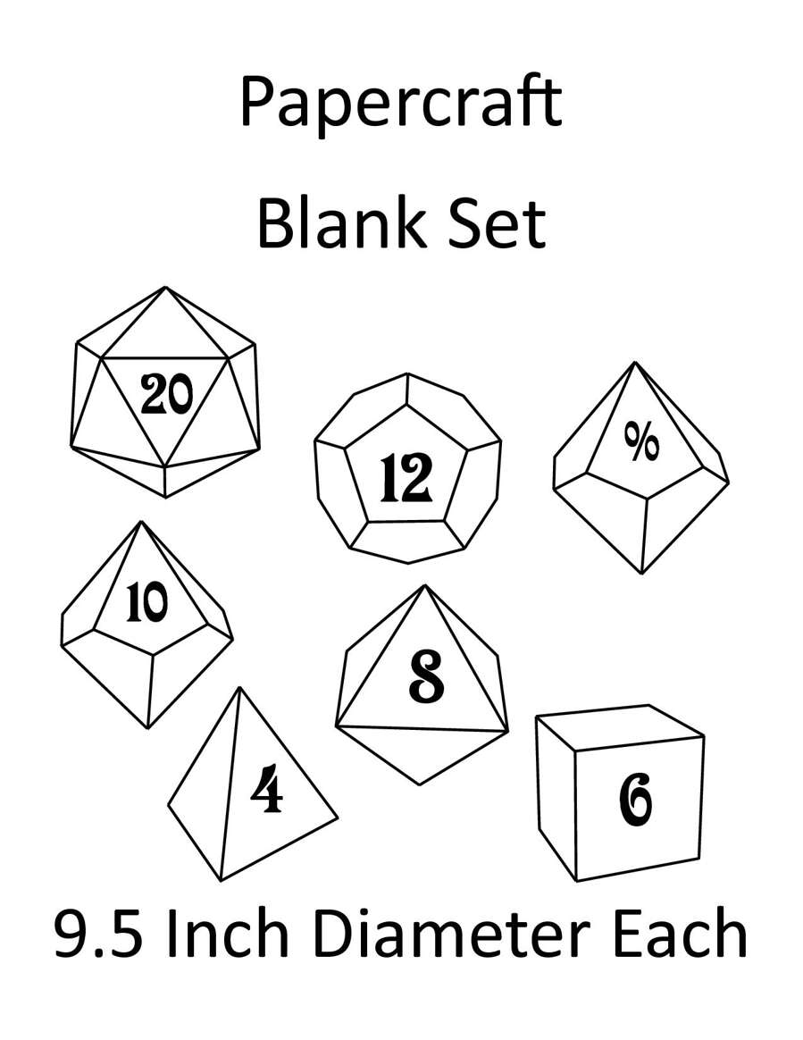 Papercraft Dice Set - Blank - 9.5in - Belguard Productions | DriveThruRPG