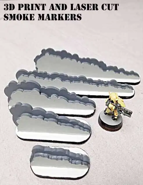 Laser Cut and 3D Printable Smoke Markers (Assorted) - 25mm Wide Base ...