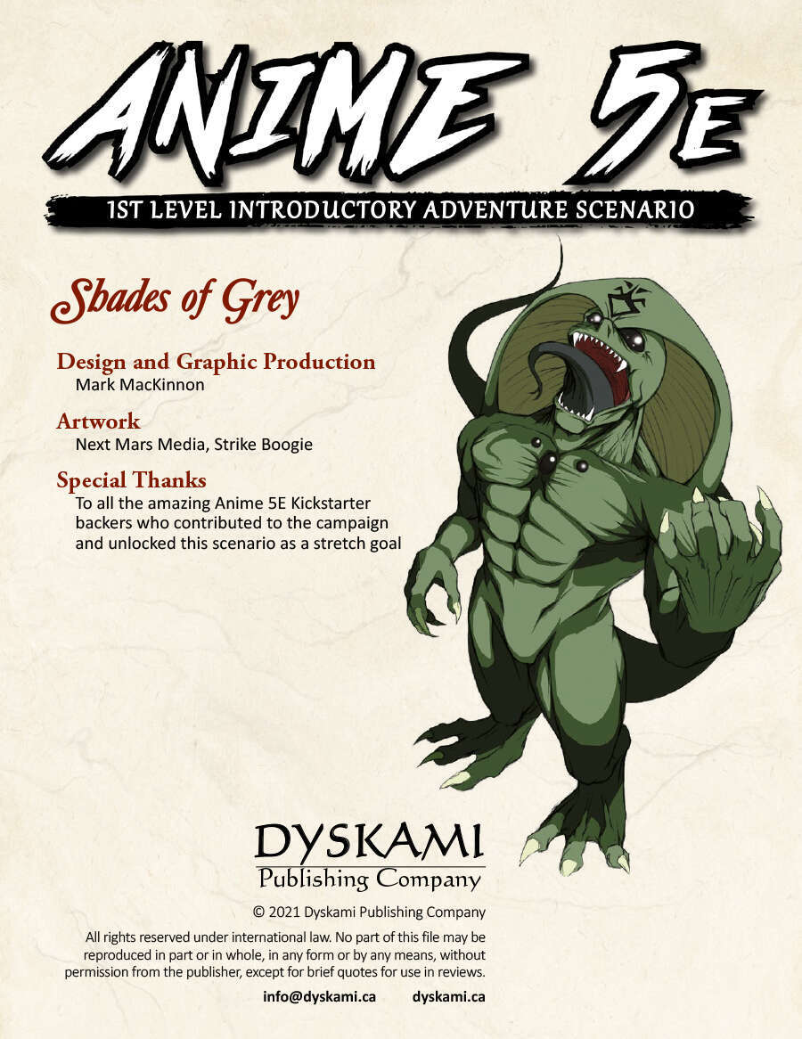 Anime 5E Adventure Scenario (1st Level): Shades of Grey - Dyskami ...