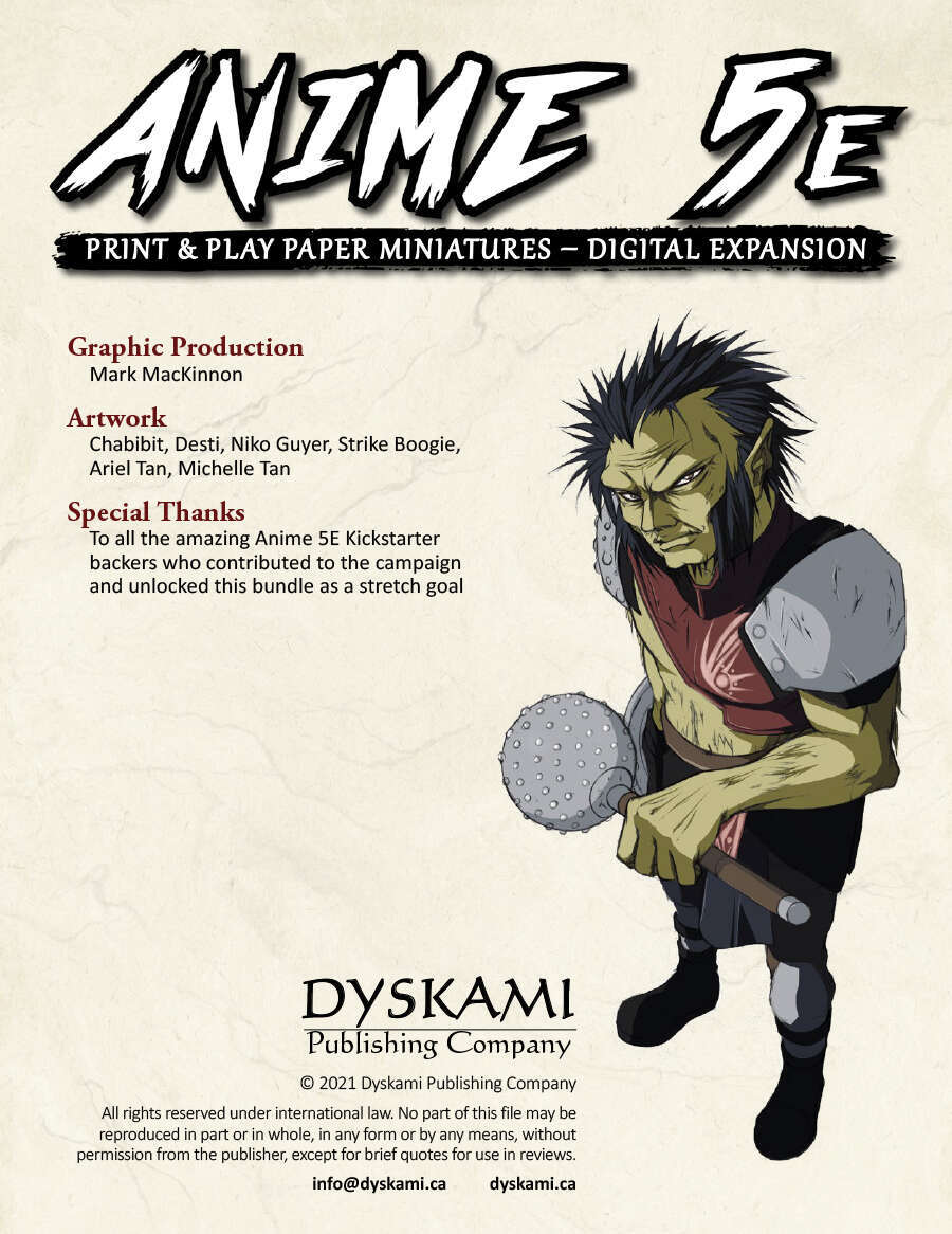 Anime 5E Print & Play Paper Miniatures (Digital Expansion) - Dyskami ...