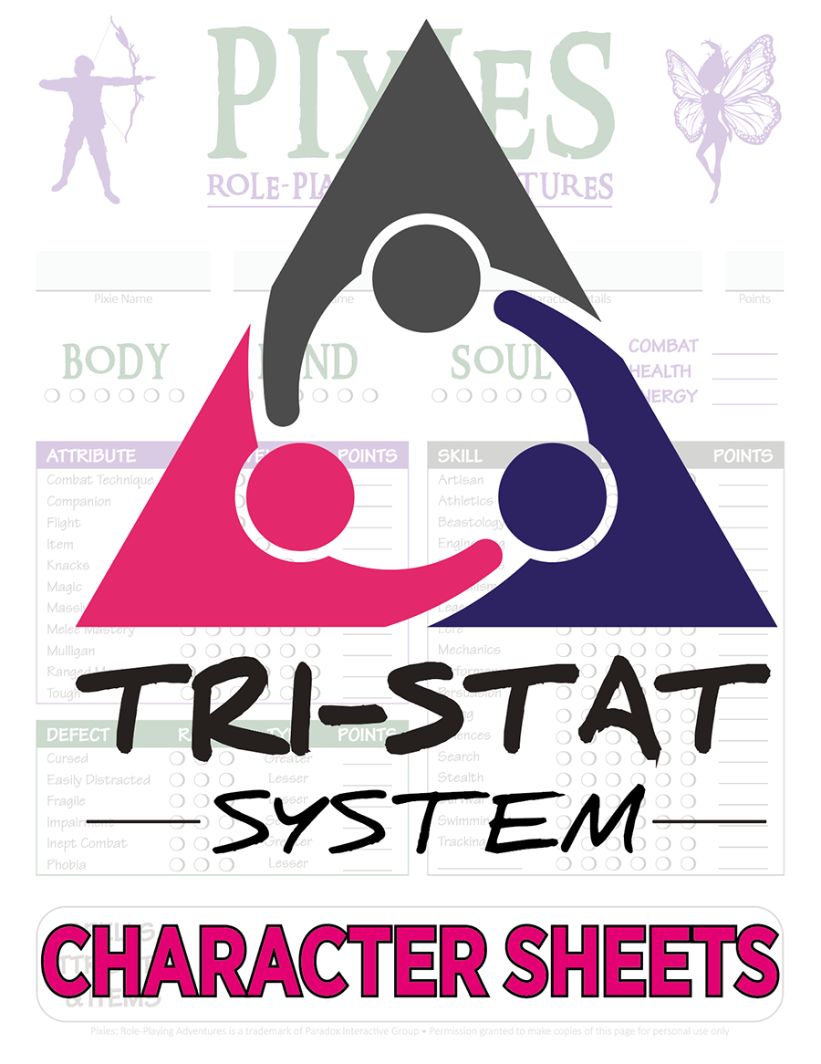 Tri-Stat System Mini-Game Role-Playing Adventures Character Sheet ...