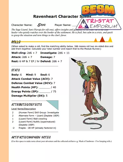 [BESM 4] Lifewish: Ravenheart - Sani Character Sheet - Dyskami ...