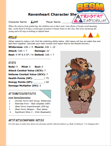 [BESM 4] Lifewish: Ravenheart - Lina Character Sheet - Dyskami ...