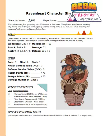 [BESM 4] Lifewish: Ravenheart - Lina Character Sheet - Dyskami ...