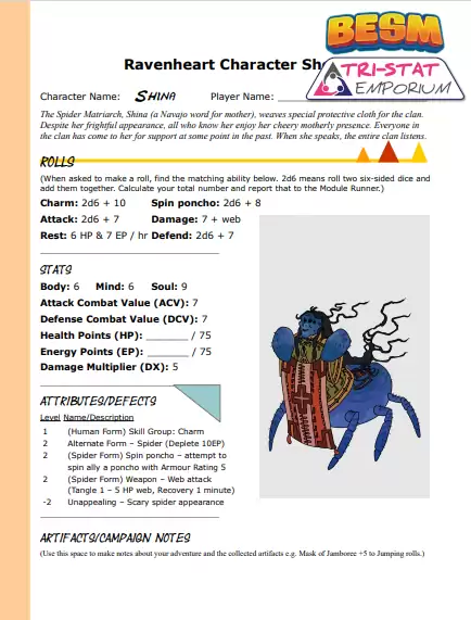 [BESM 4] Lifewish: Ravenheart - Shina Character Sheet - Dyskami ...