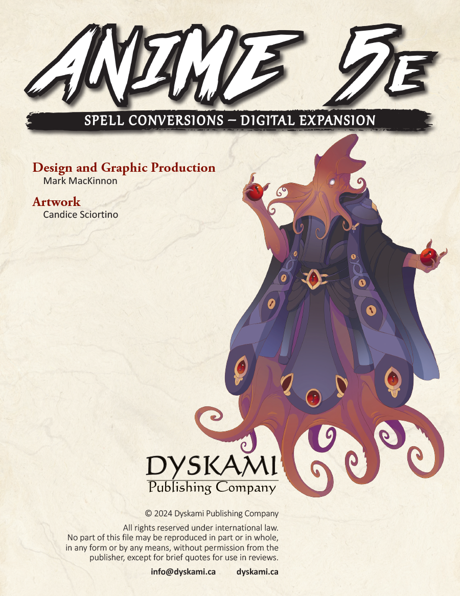 Anime 5E Spell Conversions (Digital Expansion) - Dyskami Publishing ...