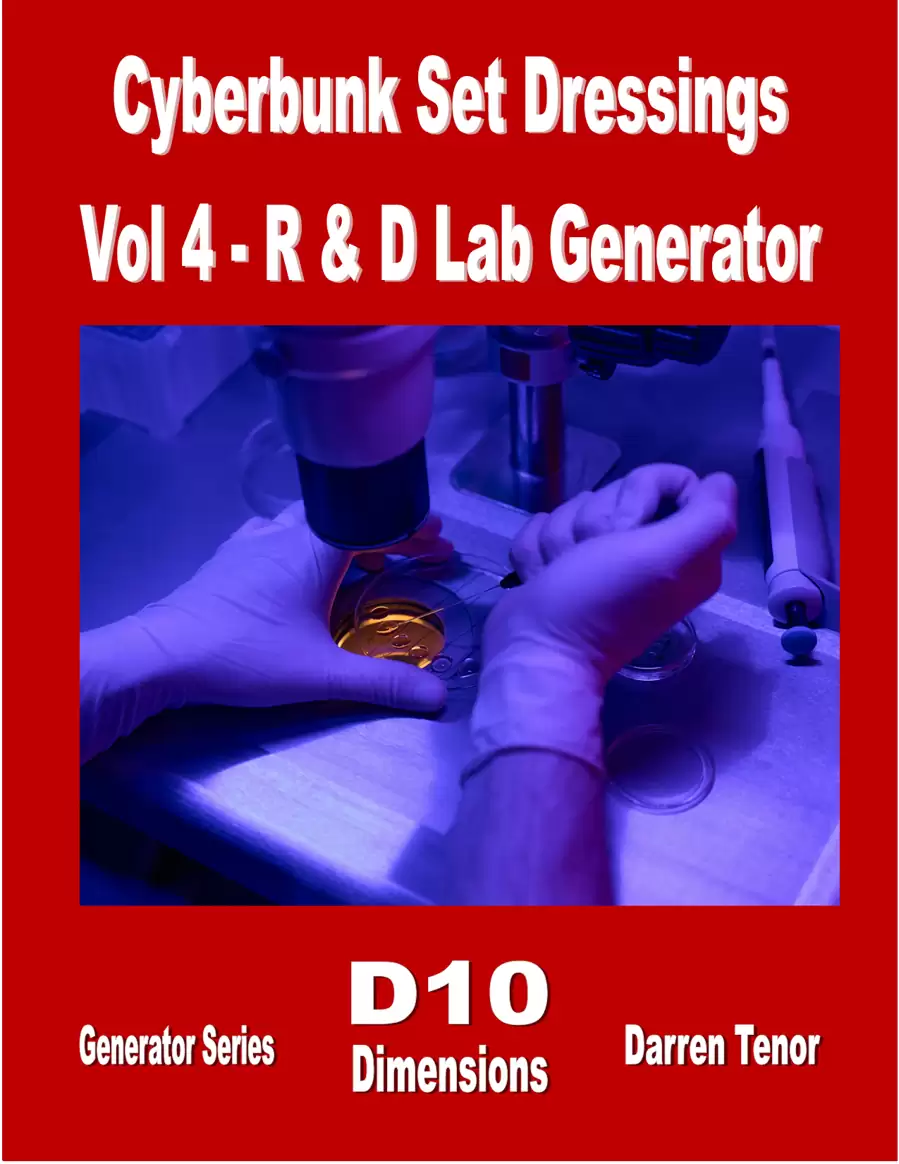 Cyberpunk Set Dressing - Vol 4 R&D Lab Generator - D10 Dimensions | DriveThruRPG