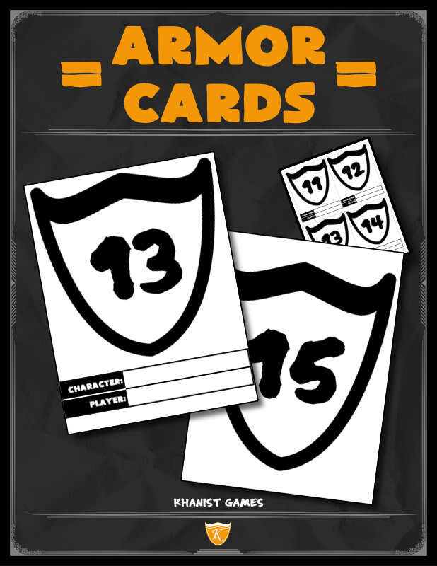 Armor (AC) Cards - Khanist Games | DriveThruRPG