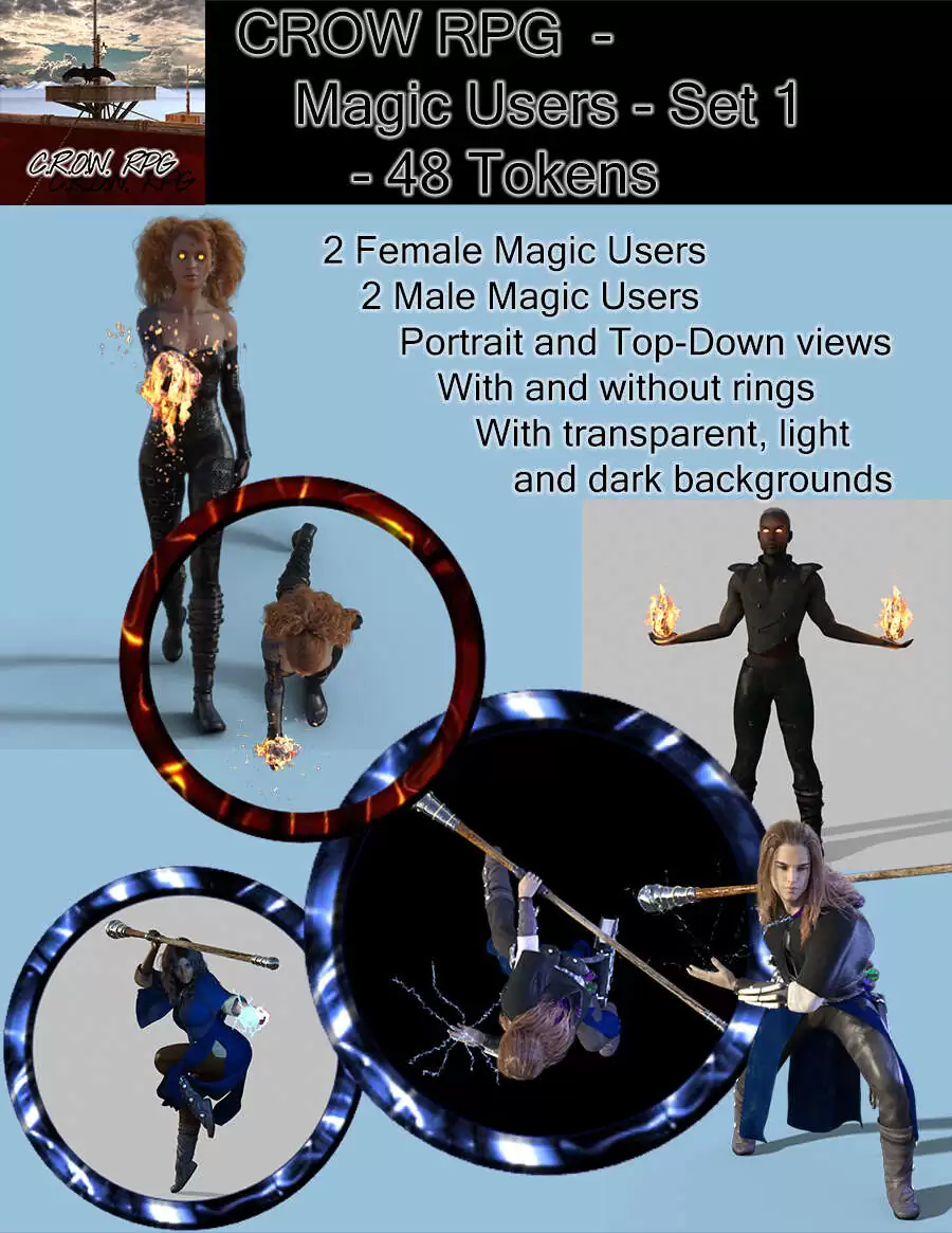 Fantasy Tokens: Magic Users - Set 1 (48 Tokens) - C.R.O.W. RPG ...