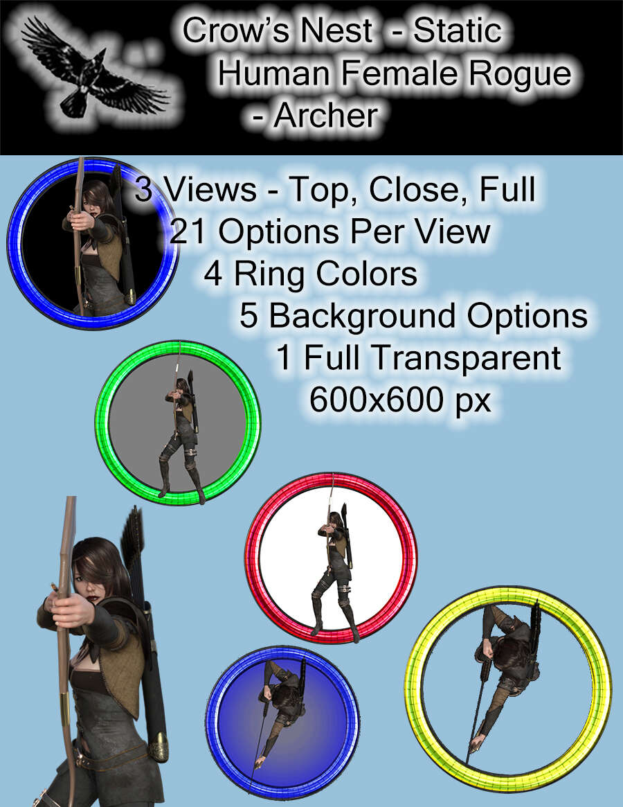 Static Tokens: Human Female Rogue - Archer (63) - C.R.O.W. RPG ...