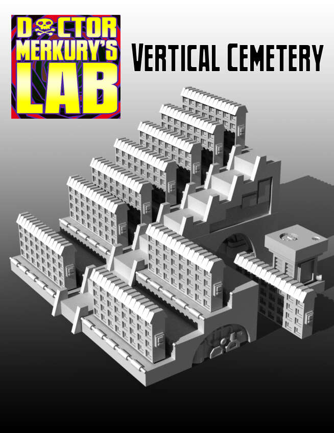 15mm Cyberpunk Scifi City Vertical Cemetery Neon Graves Terrain Pack 3D ...