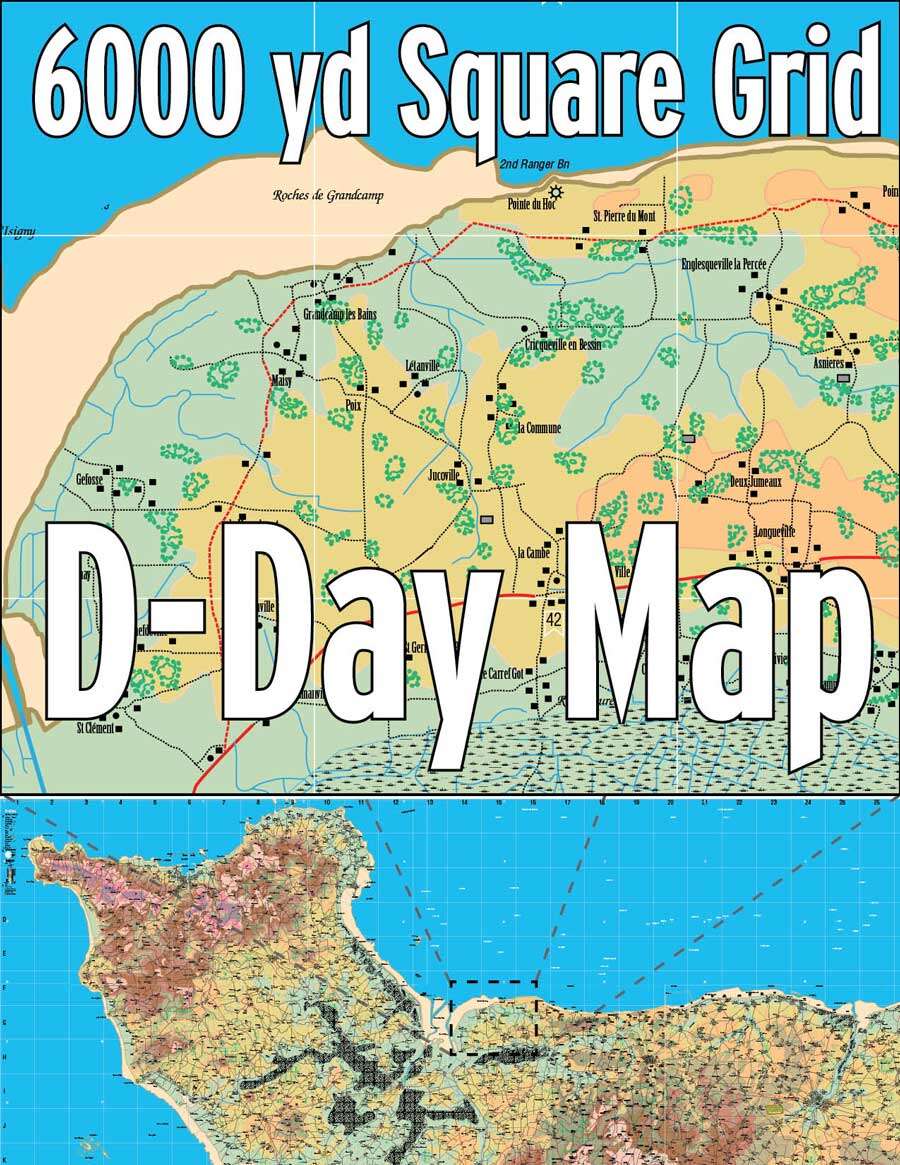 D-Day Map with 6000 yard Square Grid - Game Design | DriveThruRPG