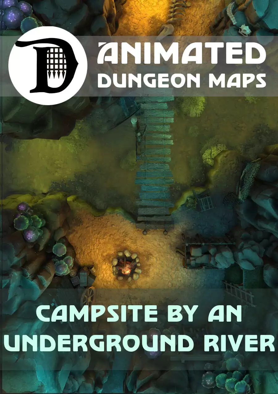 Animated Dungeon Maps: Campsite by an Underground River - Animated ...