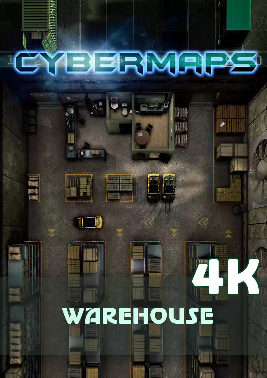 Cybermaps: Warehouse 4k - Animated Dungeon Maps | DriveThruRPG