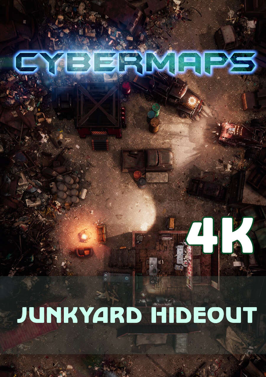 Cybermaps: Junkyard Hideout 4k - Animated Dungeon Maps | DriveThruRPG