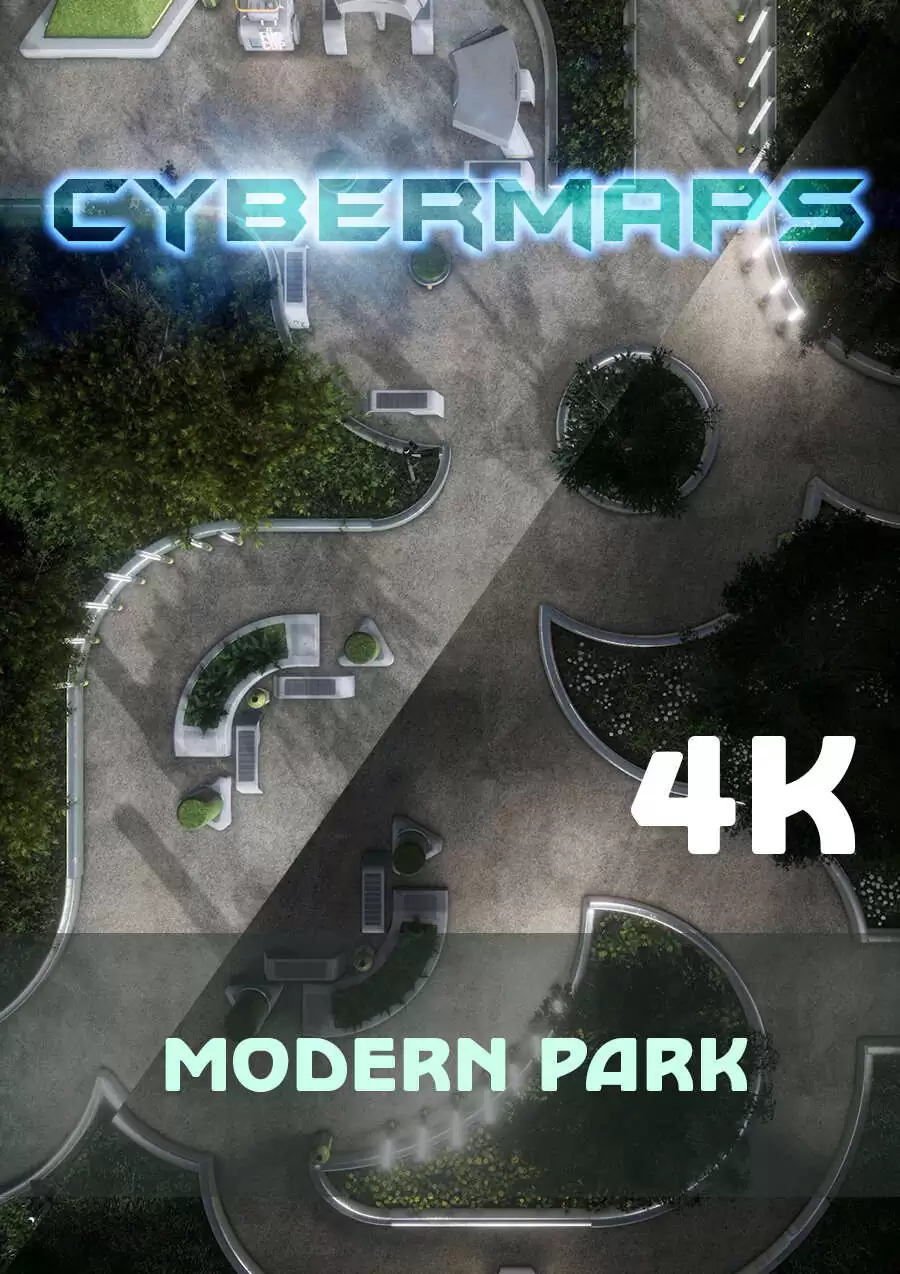 Cybermaps: Modern Park 4k - Animated Dungeon Maps | DriveThruRPG
